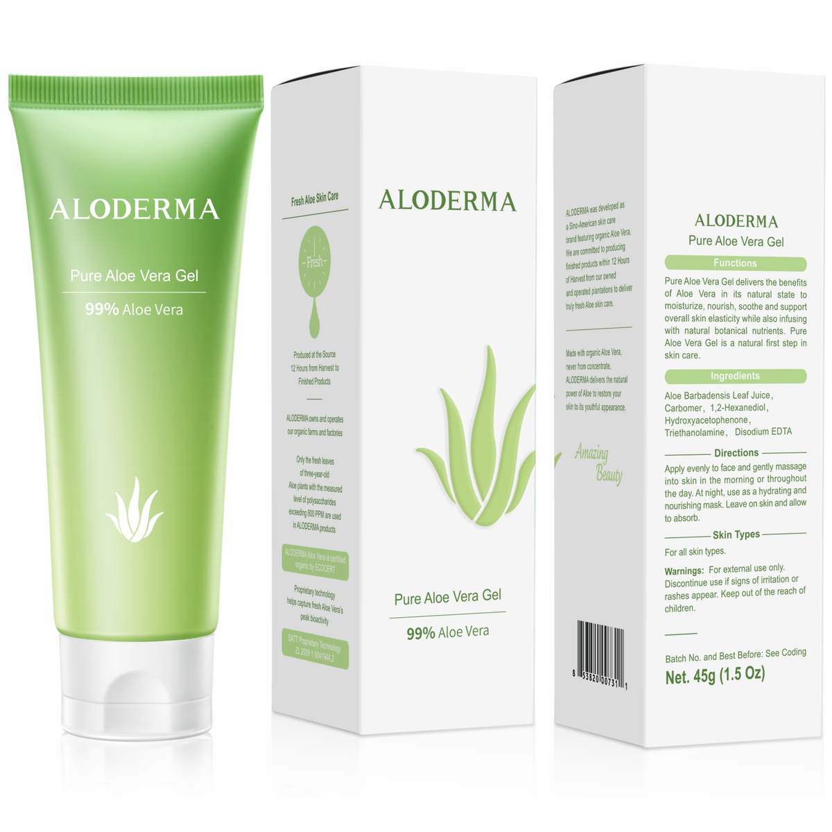 ALODERMA Pure Aloe Vera Gel - 45g - AloeCure