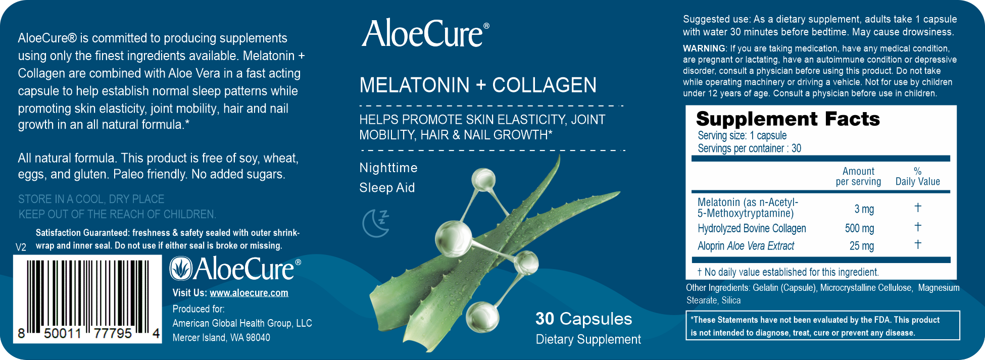 AloeCure Melatonin + Collagen for Beauty Sleep